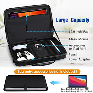 SITHON Hard Shell Laptop Shoulder Bag for 13.6-inch MacBook Air M3/A3113 M2/A2681 2024-2022, MacBook Pro 14 M4 Pro Max 2024 A3112 A3401 A3185, Shockproof Tablet Case Electronics Storage Bag, Black