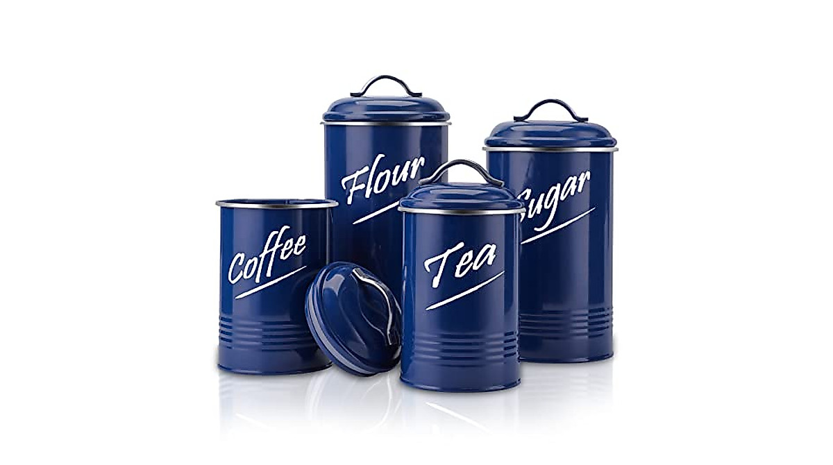Hillbond Navy Blue Food Storage Canisters Set of 4 – Airtight & Stylish