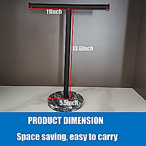 neutral brand Countertop Towel Rack with Heavy Marble Base T-Shape Bathroom Hand Towel Holder Stand SUS304 Stainless Steel, Dual Washcloth Display (Black)