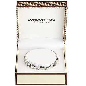 LONDON FOG Curb Link Silver Plated 8 Inch Unisex Bracelet For Him and Her (Gold, 8 Inch)