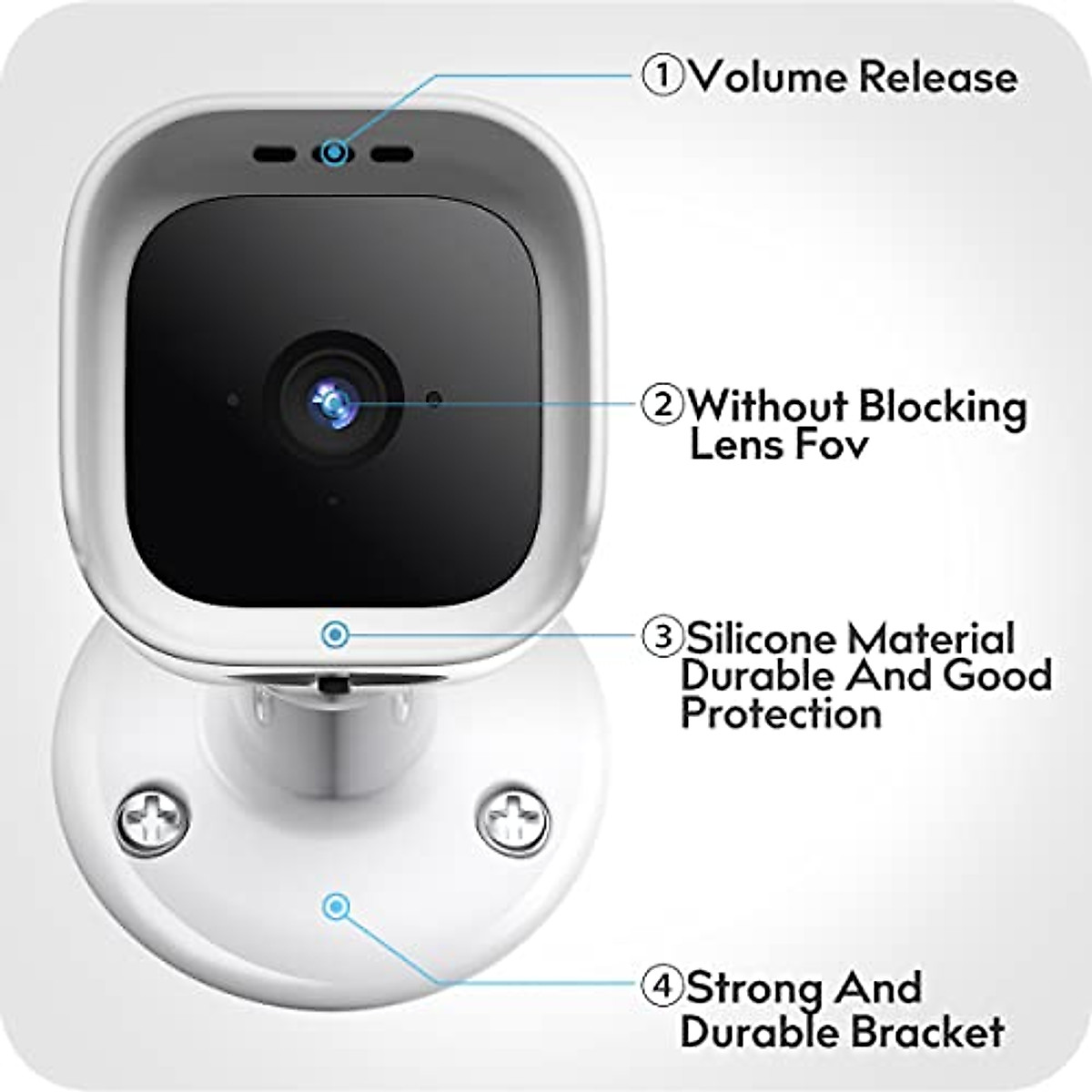 Blink Mini Camera Wall Mount Bracket with Protective Case，Weather Proof 360 Degree Protective Adjustable Indoor/Outdoor Small Mount Accessories(1 Pack White，Camera not Included)