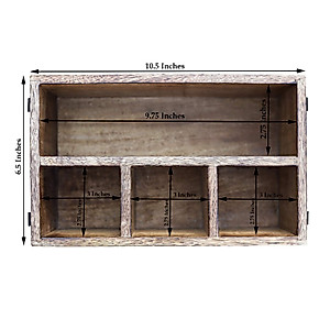 Mango Wood Utensils Caddy, Holder for Spoons, Forks, Knives, Salt Pepper, Napkins, Silverware Organizer, Flatware Holder (10.5 X 6.5 X 4.5 Inches)