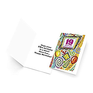 Happy 19th Birthday Card | Made in America | Eco-Friendly | Thick Card Stock with Premium Envelope 5in x 7.75in | Packaged in Protective Mailer | Prime Greetings