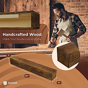 Avana Rustic Fireplace Mantle Shelf 60 Inches - Handcrafted Wood Mantles For Over Fireplace - Wall Mounted Farmhouse Fireplace Mantel Shelf - Floating Fireplace Mantels 60 X 8 X 5 - Rustic Traditional