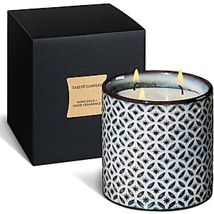 Nostalgic Ceramic Jar Candles, Long-Lasting Scented Candles, 3 Cotton Wicks, Perfect for Bedroom, Kitchen, Bath, Apple Cinnamon & Clove