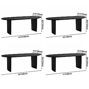 NIUYAO Modern Solid Oval Table with Double Pedestal, Natural Black Wood Top Table Simplicity Wabi-sabi Style Furniture for Dining Room Kitchen Leisure Coffee Table -47" L x 27.5" W x 29.5" H