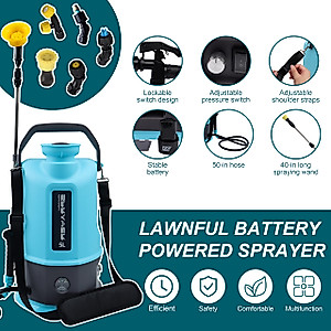 LAWNFUL 1.35 Gallon Battery Powered Sprayer for Long Time Spray (Double Battery)