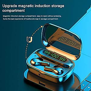 Dyllutrwhe Earphones Bluetooth Wireless R3 TWS Waterproof Bluetooth 5.0 Wireless HiFi Stereo Earphones with Microphone Black