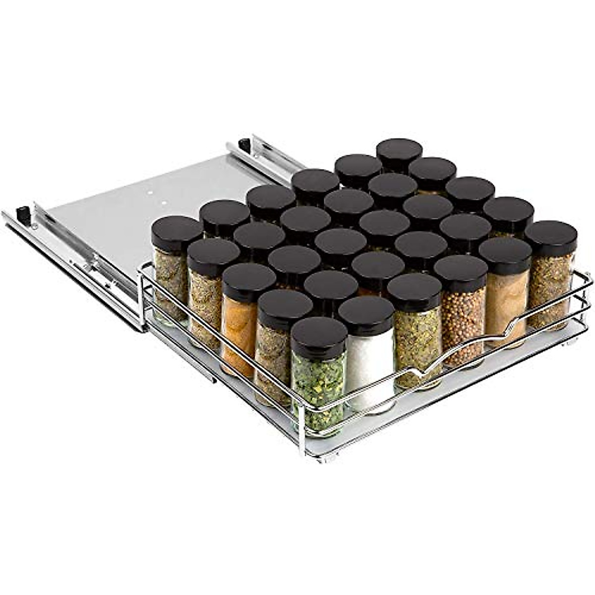 Pull Out Cabinet Organizer for Spices, Cans - Heavy Duty with Lifetime Limited Warranty - Pull Out Spice Rack- Chrome 12-3/8"Wx 10-1/2"D x 2-3/4” H Cabinet Pull Out Shelf for Cans, Dishes, Etc.