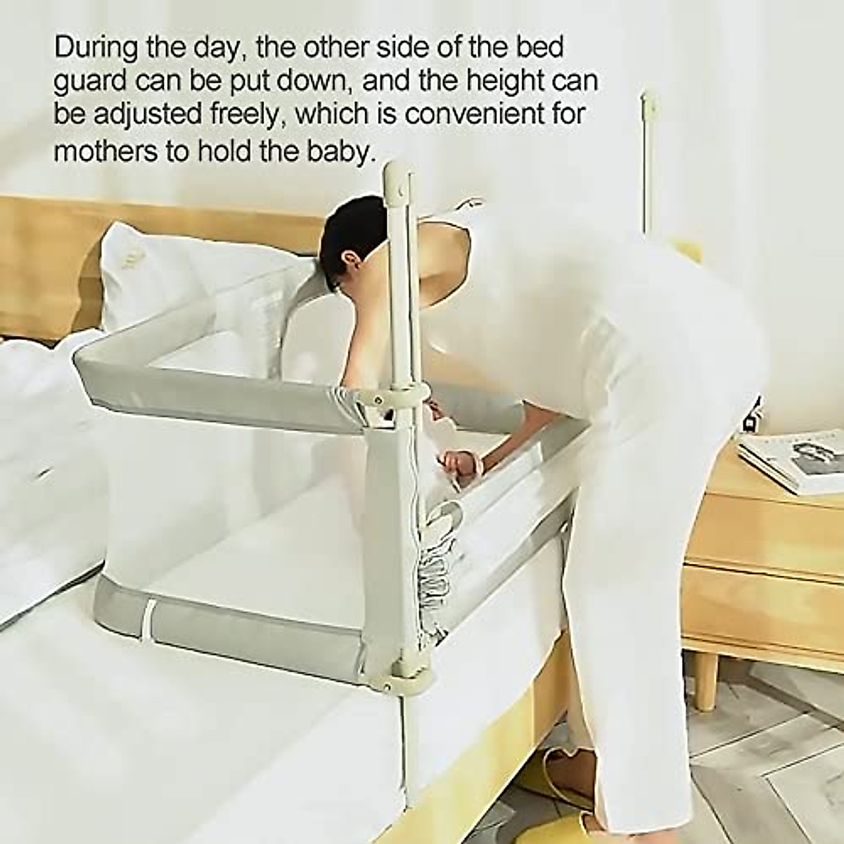 SRDCAIM 3 in 1 Baby Bedside Sleeper, Bed Side Baby Bassinet,Portable Crib,Breathable and Visible mesh Window,Soft Washable Liner Cover and Sturdy Aluminum Alloy,Baby bassinets Bedside Sleeper
