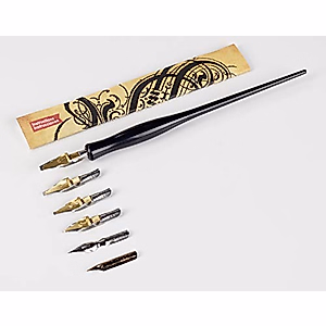 Speedball Calligraphy Pen Set - 1 Penholder w/ 4 Nibs, 2 Pen Tips