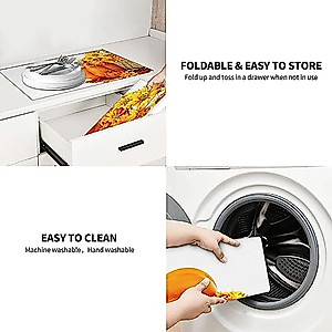 Autumn Pumpkins Sunflowers Absorbent Microfiber Dish Drying Mat Microfiber Quick Dry Pad for Kitchen Counter Coffee Bar Washing Dishes 18x24in