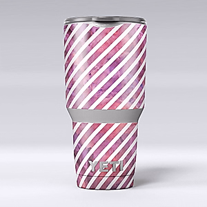 Design Skinz White Slanted Lines Over Pink and Purple Grunge Surface - Skin Decal Vinyl Wrap Kit Compatible with The Yeti Rambler Cooler Tumbler Cups