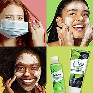 St. Ives Blackhead Clearing Face Scrub, Clears Blackheads & Unclogs Pores, Green Tea & Bamboo, Salicylic Acid Acne Treatment Facial Scrub, Moderate Exfoliator with Natural Exfoliants 6 oz, 6 Pack