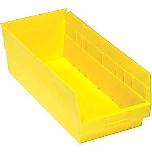 QUANTUM STORAGE SYSTEMS K-QSB208YL-6 6-Pack Store-More 6" Plastic Shelf Bins, 17-7/8" x 8-3/8" x 6", Yellow