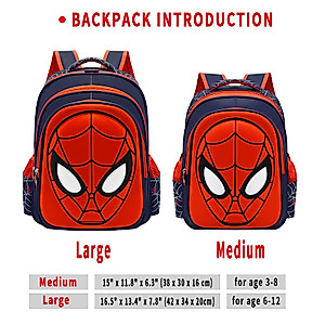 Toddler School Backpack 3D Comic Schoolbag Waterproof Lightweight Backpack for Elementary Student Schoolbag Kids (Navy L)