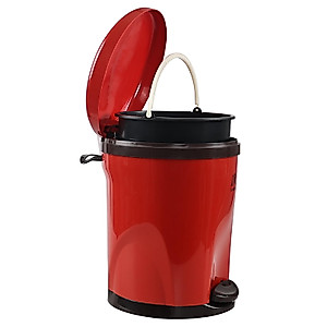 Morcte Plastic Round Step-On Trash Can, 2.8 Gallon Small Wastebasket with Lid, Red
