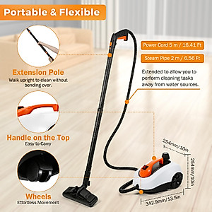 BEAMNOVA Steam Cleaner Electric Household Steamer High Pressure Multipurpose Rolling Cleaning Machine for Carpet Upholstery Floor Car Detailing Home Inside Water Container with Roller, White