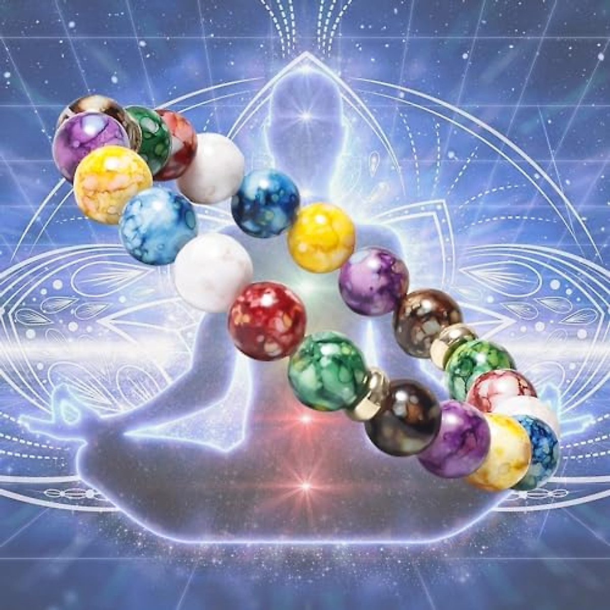 Pulsera Arus 7 Chakras Original,Healing Stones Bracelet Chakra Bracelets for Women 7 Chakra Bracelet Healing Crystal Stone Bracelets Yoga Balance Energy Volcanic Stones Bracelet Christmas Gifts