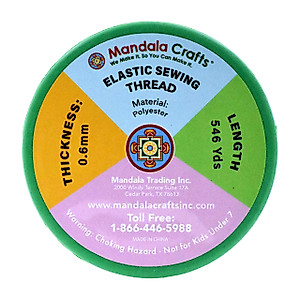 Mandala Crafts White Shirring Elastic - 0.6mm 546 Yards Fine Thin Stretch Thread for Sewing & Knitting Machines