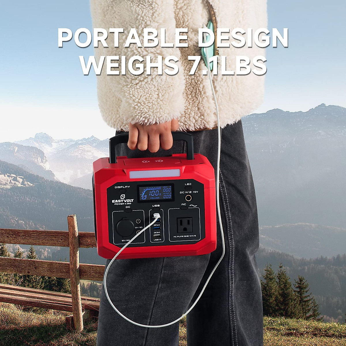 Eastvolt Portable Power Station 350W (500W Surge), 299.5Wh/83200mAh Lithium-Ion Battery with 110V AC Outlet, Solar Generator for Emergencies Home and Outdoor Camping