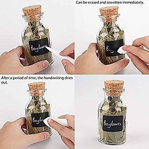 CUCUMI 24pcs 5oz Glass Jars with Cork Small Empty Glass Spice Bottles with Lids, 120pcs Waterproof Preprinted Stickers, Chalk Marker, 1pcs Test Tube Brush for Storing Tea Herbs and Spices DIY