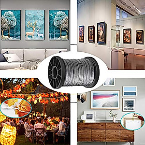 Picture Hanging Wire 1.5mm Up to 150lbs,100Feet(30.5M) Stainless Steel Wire Spool with 40Pcs Aluminum Crimping Loop Sleeve,Heavy Hanging Kit for Photo Frame Picture,Artwork,Mirror,String Light Hanging