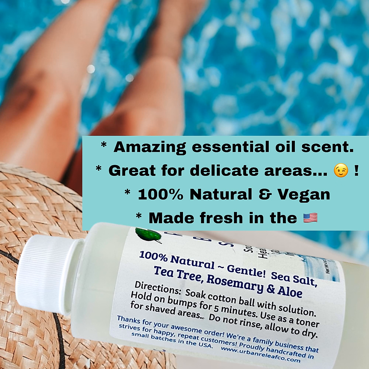 Urban ReLeaf Razor Bump Solution ! Natural Sea Salt and Tea Tree. Soothe & Gently Calm Shaving Bumps, Burns & Ingrown Hairs. Made fresh in USA! Helps Irritation.