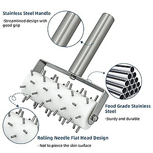 DOXILA Pizza Dough Docker Roller Pins Pastry Dough Tool, Stainless Steel Handle Roller Pin Puncher for Cake Pie Cookies Bread Pastry Baking Cooking Tool