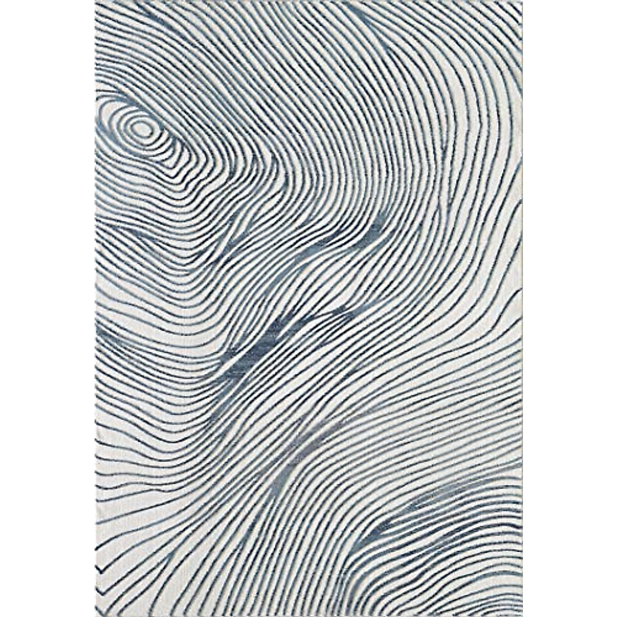 Abani Rugs Contemporary Wave Print 4' x 6' Rectangle Area Rug, Vista Collection - Modern Blue & White Turkish Accent Rug