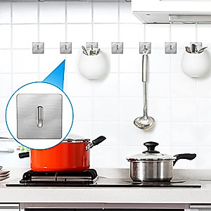 JIAJIAGUAN Adhesive Hooks Heavy Duty - Waterproof SUS 304 Stainless Steel Hook - Robe Towel Hooks - Wall Hooks for Hanging Coat - Slashes Hook for Bathroom Kitchen Bedroom (6 Pack)