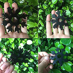 18 In 1 Incredible Multi-Tool , Stainless Steel Snowflakes Wrench Tool, Portable Keychain screwdriver -Bottle Opener, 2 Pack( Black)