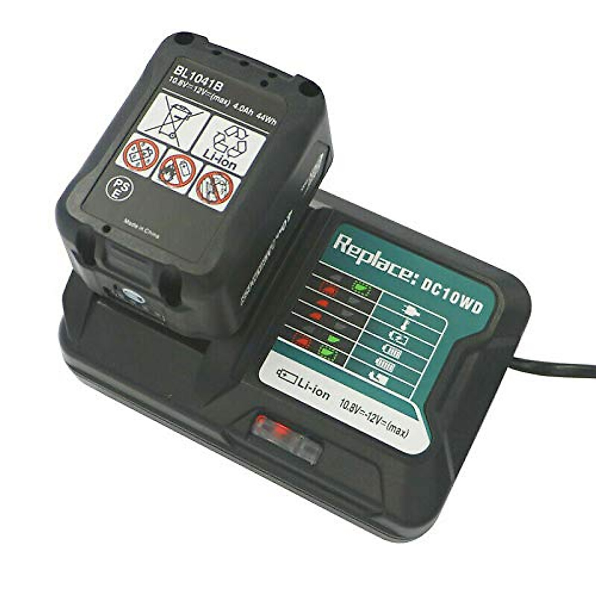 Replacement for Makita Battery 2pcs 12V BL1041 4,0A with DC10WD Charger Compatible with Makita Tools DF031D DF0331D JR103D MP100DZ TD110D 197339-1 HSS01D HP332D BL1041B BL1021B BL1015 DC10WC DC10SB