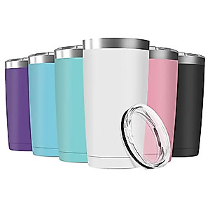 Deitybless 6 Pack 20oz Tumbler Vacuum Insulated Travel Mug with Lids, Stainless Steel Double Wall Bulk Cup for Home, Office, Outdoor Suitable for Vehicle Cup Holders(Assorted Colors)