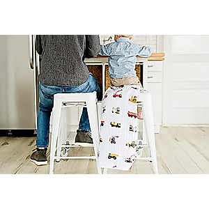 Bundle of ADDISON BELLE Products - 100% Cotton Fitted Crib Sheet + Everything Blanket - Construction Trucks - Soft, Durable & Breathable