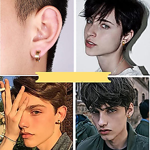YCL&TXL Stainless Steel Clip On Earrings for Men Women Hoop Huggie Men's Fake Earrings (Gold)