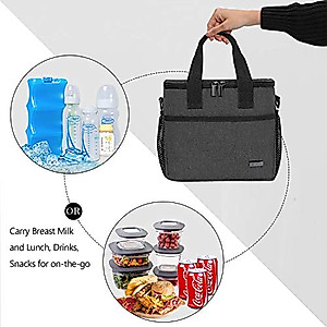 Yarwo Breast Milk Cooler Bag with Ice Pack for 6 Bottles up to 9 Ounce, Insulated Baby Bottles Tote Bag for Breastfeeding Mothers on The go,Black