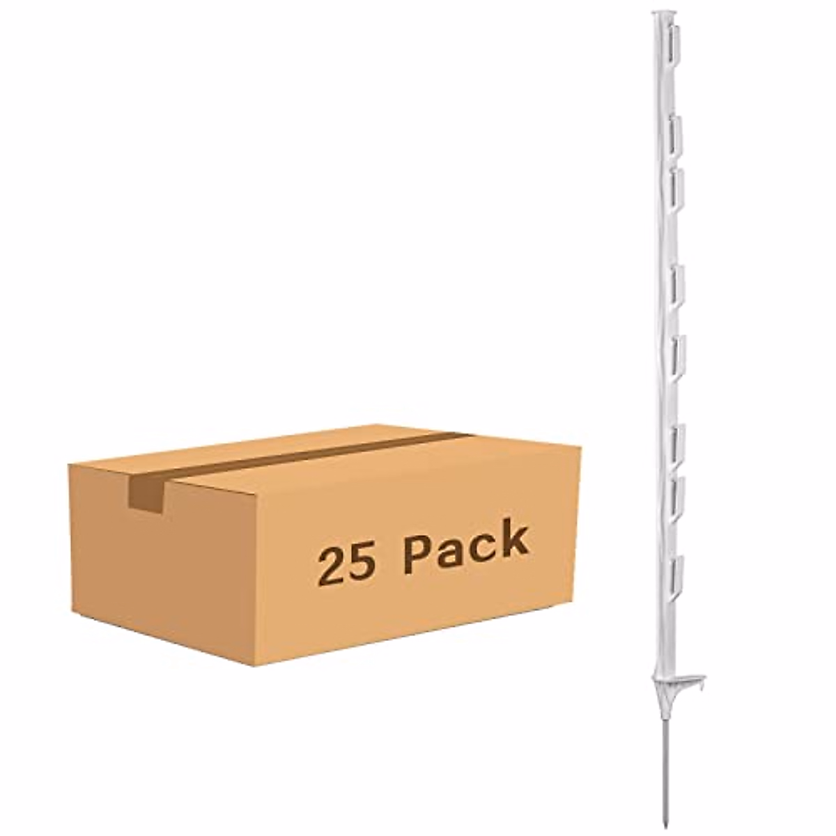 FENCE SHOCK 48Inch Step-in Fence Post-Electric Fence System Post for Garden and Farm（25 Pack）,White