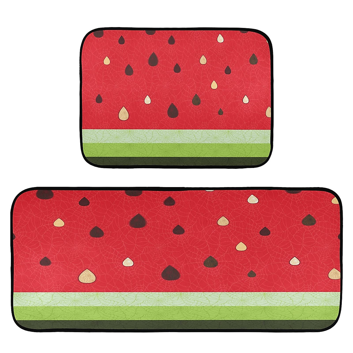 ALAZA Watermelon Red Fruit 2 Piece Kitchen Rug Floor Mat Set Runner Rugs Non-Slip for Kitchen Laundry Office 20" x 28" + 20" x 48"