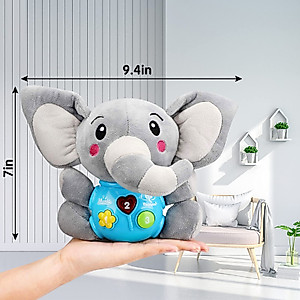 Sakiyrmai Plush Elephant Music Baby Toys 0 3 6 9 12 Months, Cute Stuffed Animal Light Up Baby Toys Newborn Baby Musical Toys for Infant Babies Boys & Girls Toddlers 0 to 36 Months-Upgraded