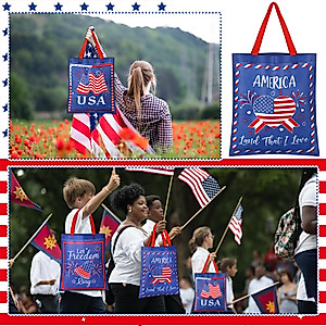 Hosuly 15 Pcs USA Tote Bags, 15 x 17 Inch Non Woven American Flag Bags with Handle Patriotic USA Supplies for Veterans Day Party Favor