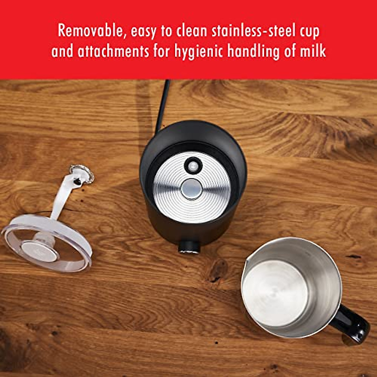 ZWILLING Enfinigy Milk Frother, Hot and Cold Foam Electric Milk Frother, Velvety, Creamy Microbubbles for Milk and Plant-based Milk Substitutes - Black