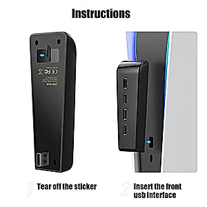 ECHZOVE USB HUB for PS5, Playstation 5 Accessories, High-Speed Data Transfer, Fast Charging Ports for DualSense Controller, Hub Adapter for Playstation 5 Disc & Digital Edition