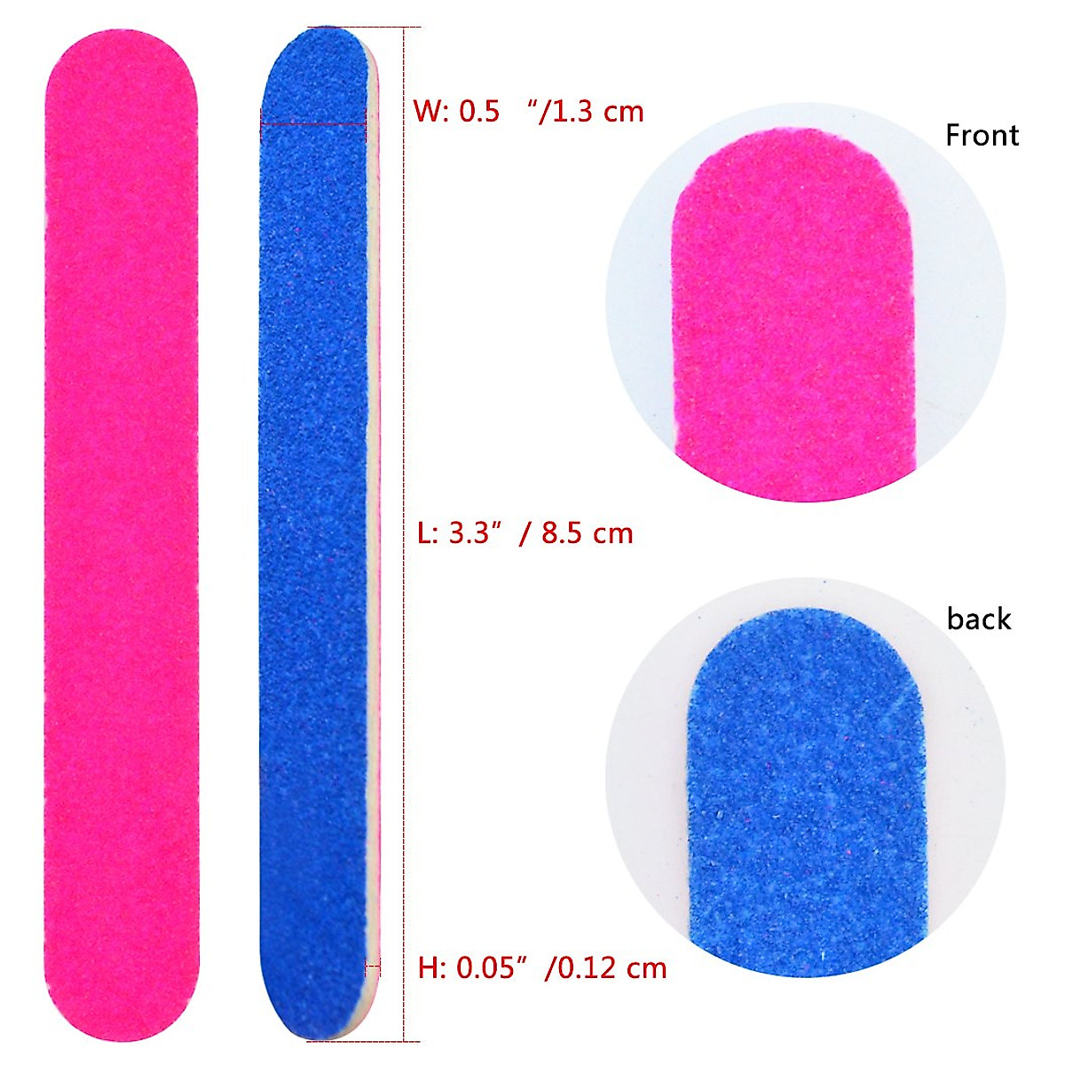 Wobe 100 pcs Disposable Nail Files Double Sided Emery Boards Manicure Tools, Blue and Pink Nail Buffering Files Emery Boards Pedicure Tools Set Home or Professional Beauty Care