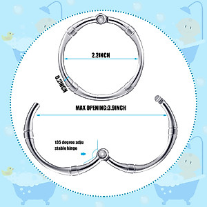 Karenhi 12 Pieces Shower Curtain Ring Metal Circular Rust Resistant Shower Curtain Hook Easy to Open and Close Round Shower Curtain Hook for Bathroom Decoration (Silver, Rustic Style)