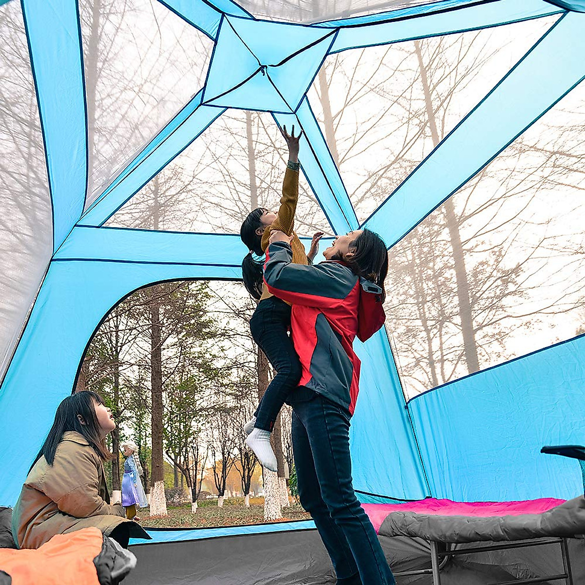 KAZOO Family Camping Tent Large Waterproof Pop Up Tents 6 Person Room Cabin Tent Instant Setup with Sun Shade Automatic Aluminum Pole