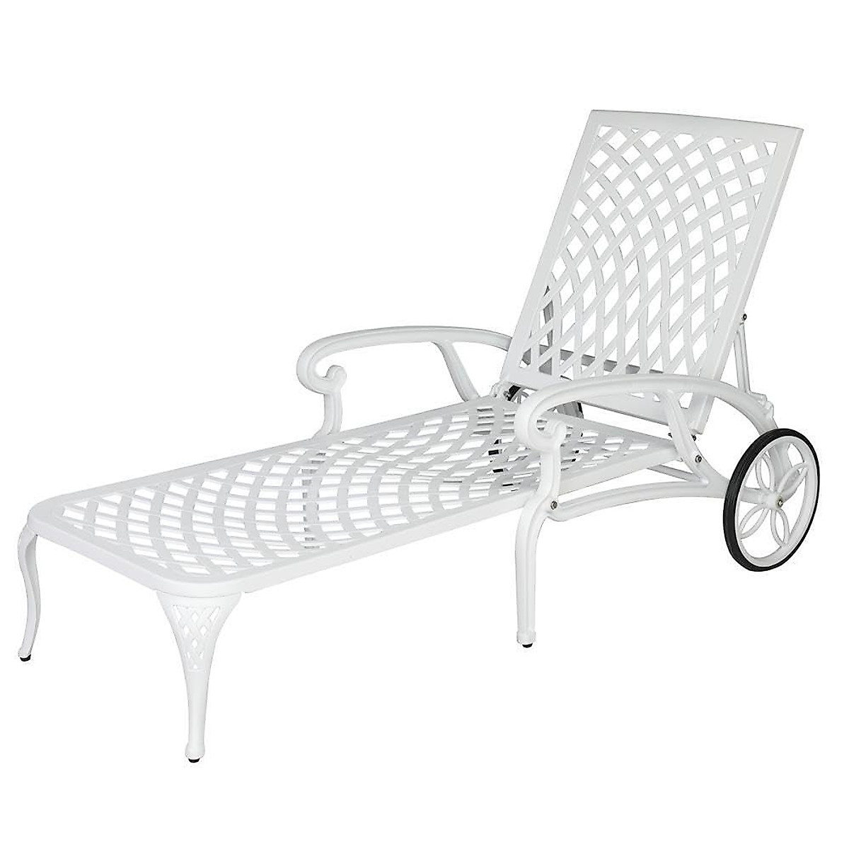 2PCS Adjustable Outdoor Chaise Lounge Chair Waterproof White