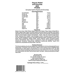 Modesto Milling Organic, Non GMO Rabbit & Chinchilla Pellets,10 lbs; Item# 682