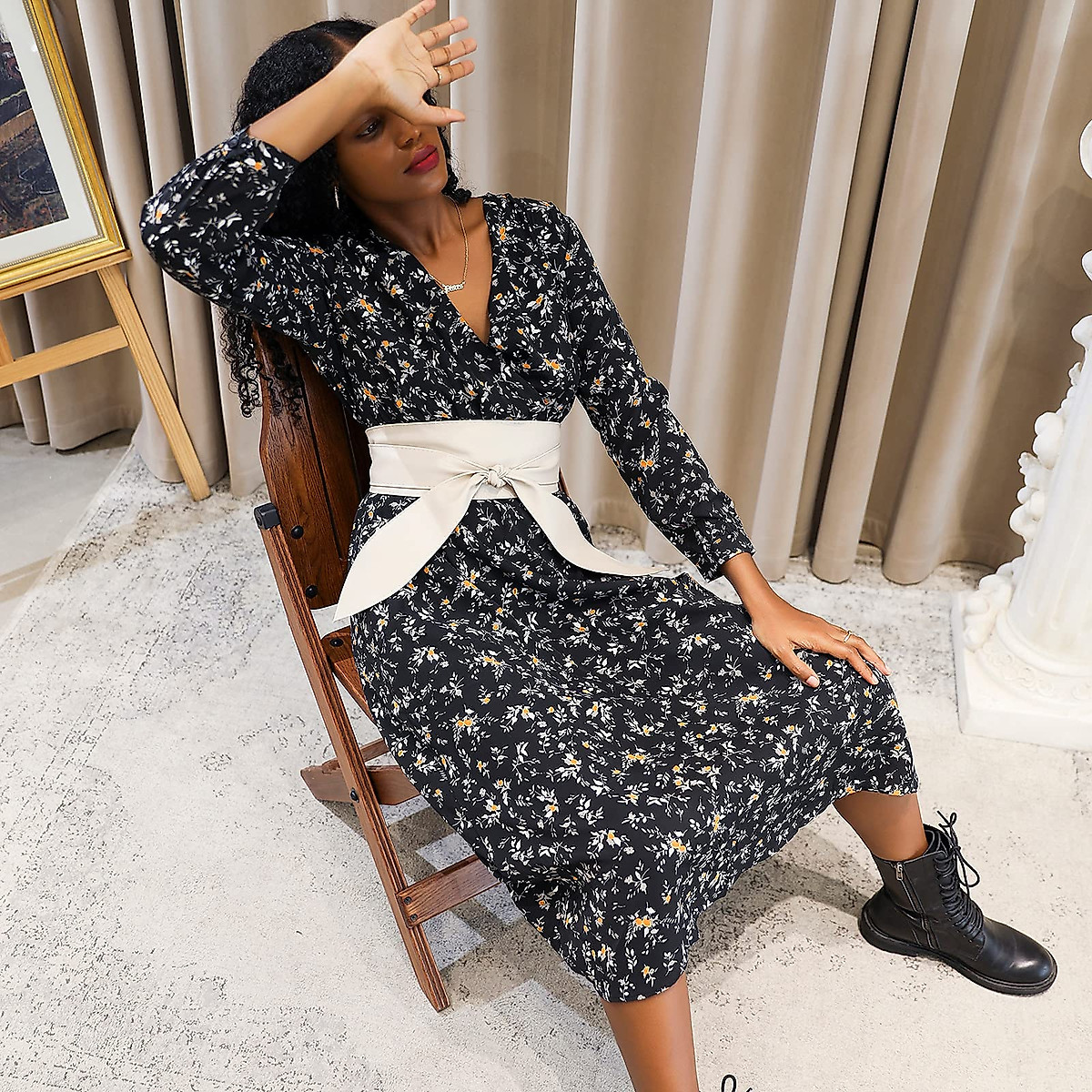 Earnda Womens Fashion Obi Belt Wrap Wide Cinch for Dress Solid Color Belts White Large