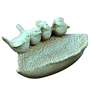 EatingBiting Outdoor Statues Ceramic Leaf-Shaped Tray Bird Feeder Fruit Plate 10.6" Home Garden Lawn Ornament Decor Jewelry Organizer Key Storage Box/Soap Dish Soap Box/Serving Bowl